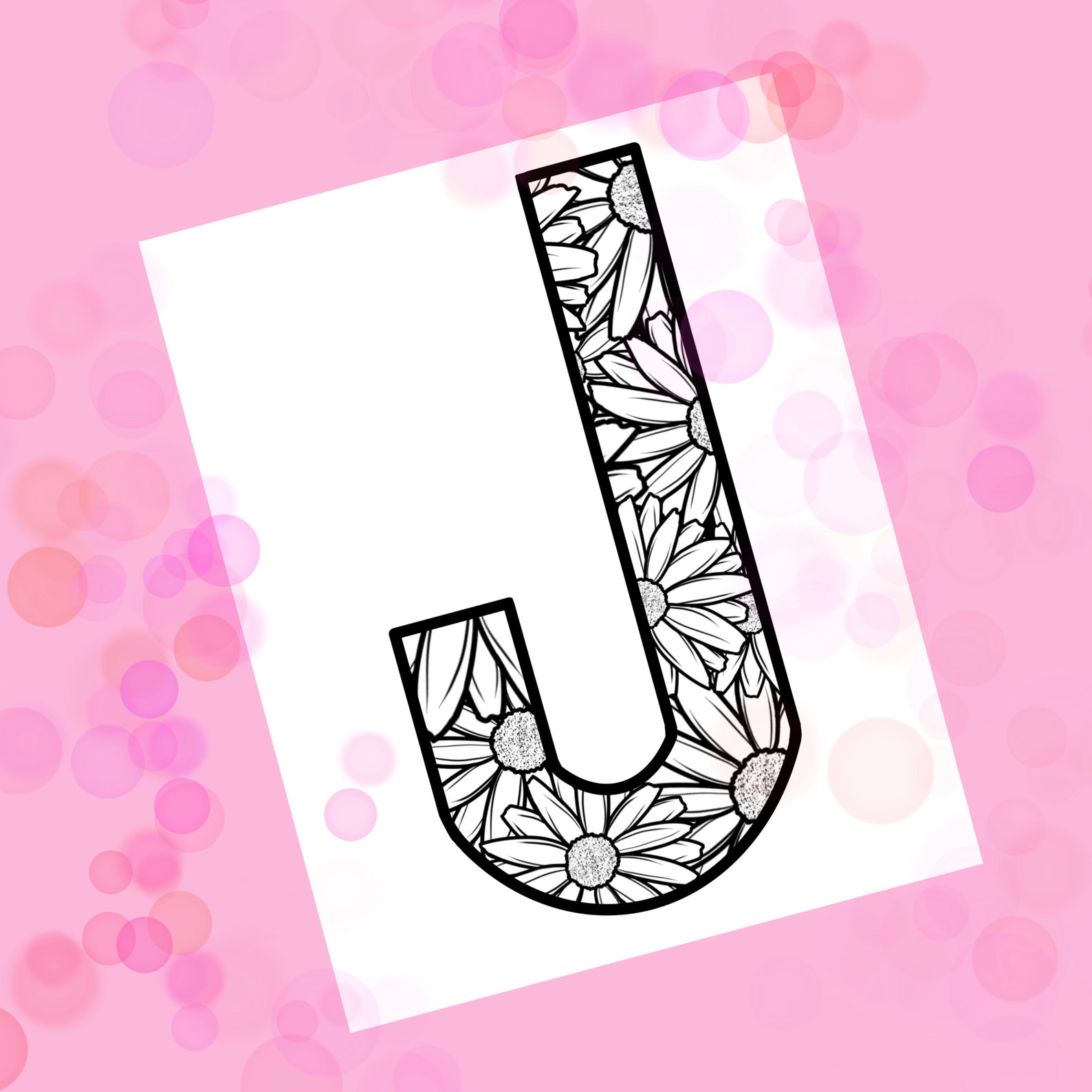 Letter J Daisy Printable Coloring Page - Etsy