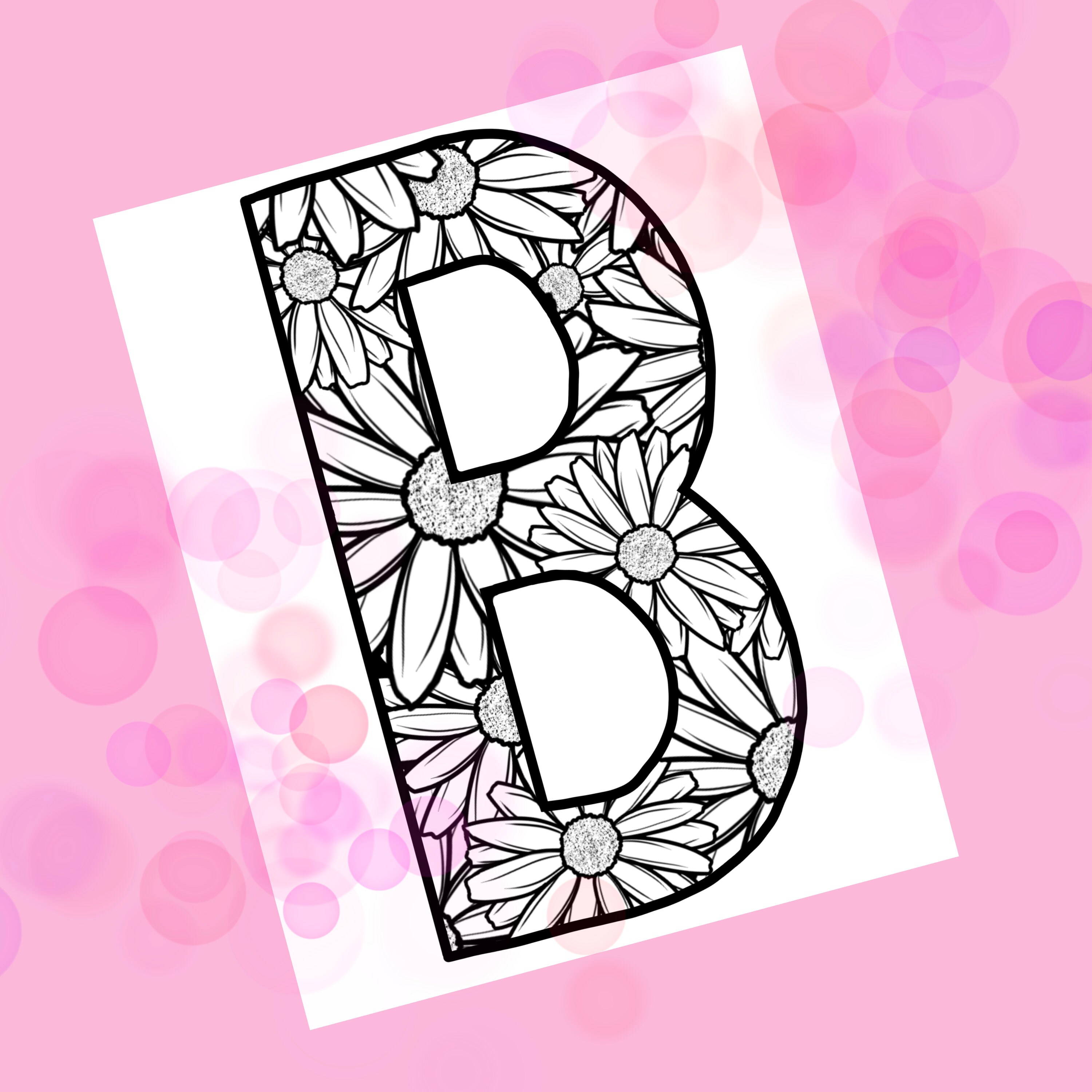 Letter B Daisy Printable Coloring Page - Etsy