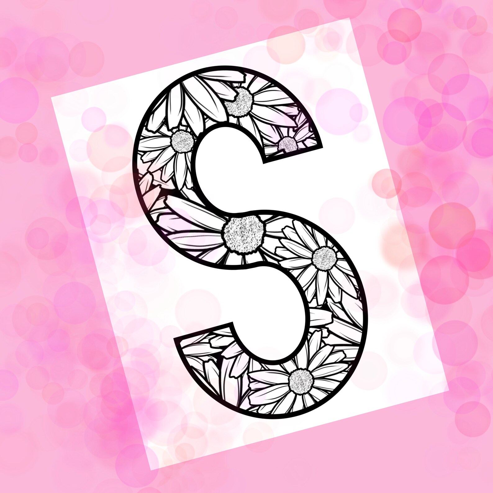 Letter S Daisy Printable Coloring Page - Etsy
