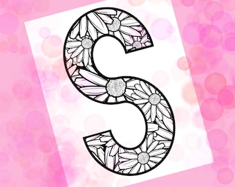 Letter A Daisy Printable Coloring Page - Etsy