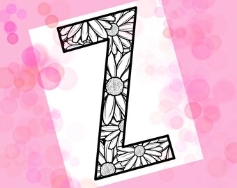 Letter J Daisy Printable Coloring Page - Etsy