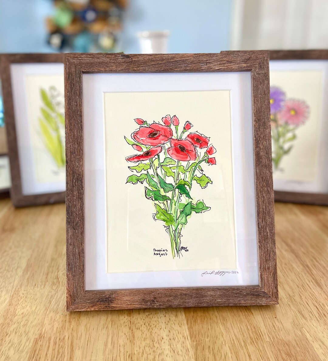 Original Watercolor. August Birth Flower: Poppies - Etsy