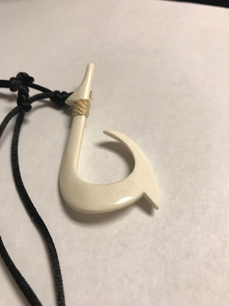 Buffalo Bone Fish Hook Adjustable Necklace Maui Bone Pendant - Etsy