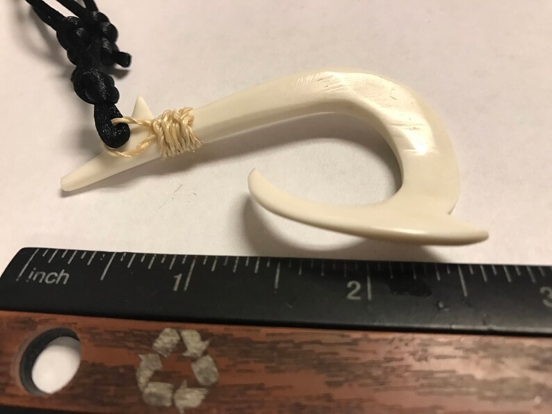 Buffalo Bone Fish Hook Adjustable Necklace Maui Bone Pendant - Etsy