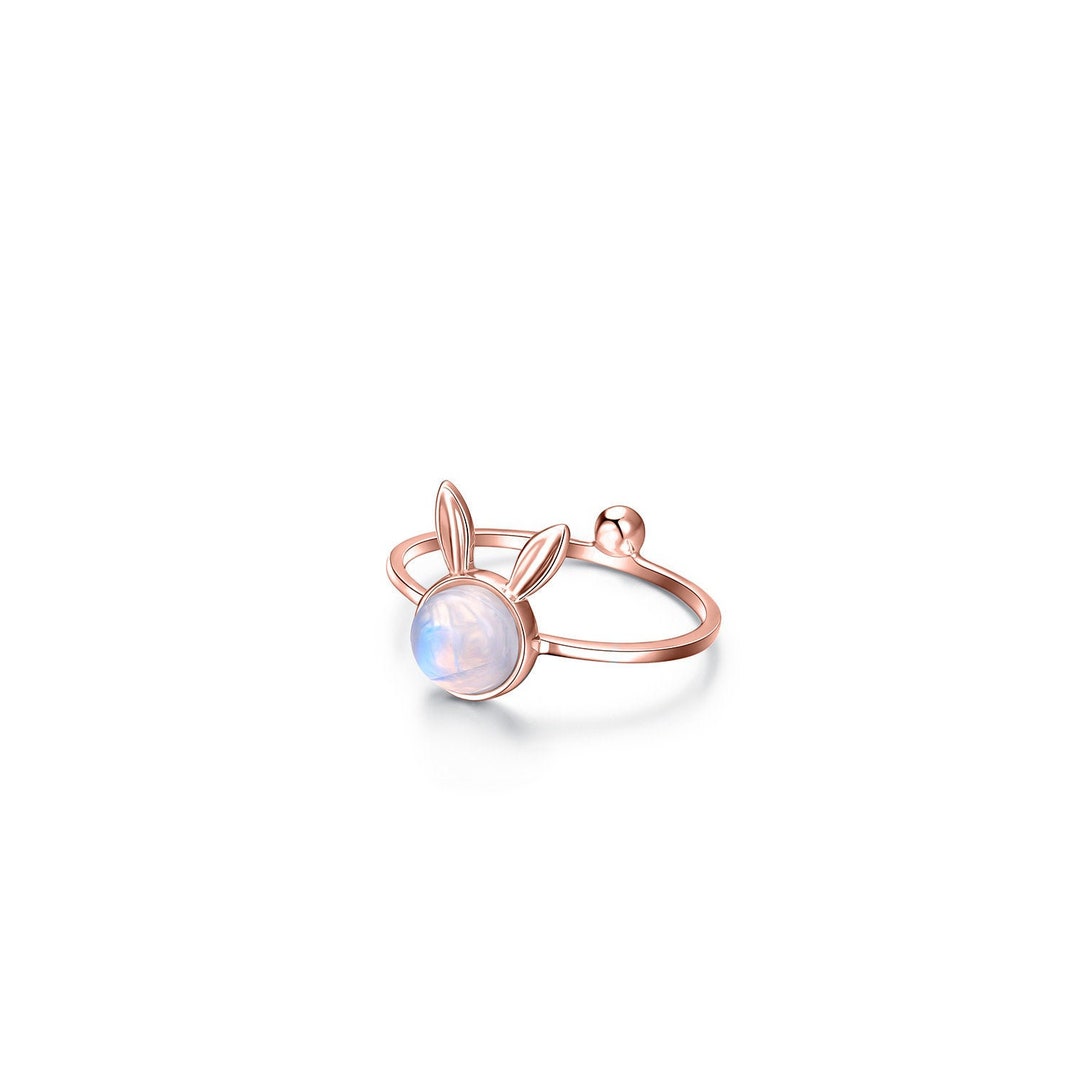 Bunny Lover Moonstone Ring, Bunny Ring Rose Gold Ring, Animal Ring ...