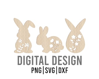 Floral Standing Bunnies SVG, Easter Decor, Easter Rabbits Svg, Bunny ...