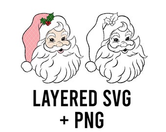 Retro Pink Santa Claus SVG PNG, Christmas SVG, Christmas Vintage Svg ...