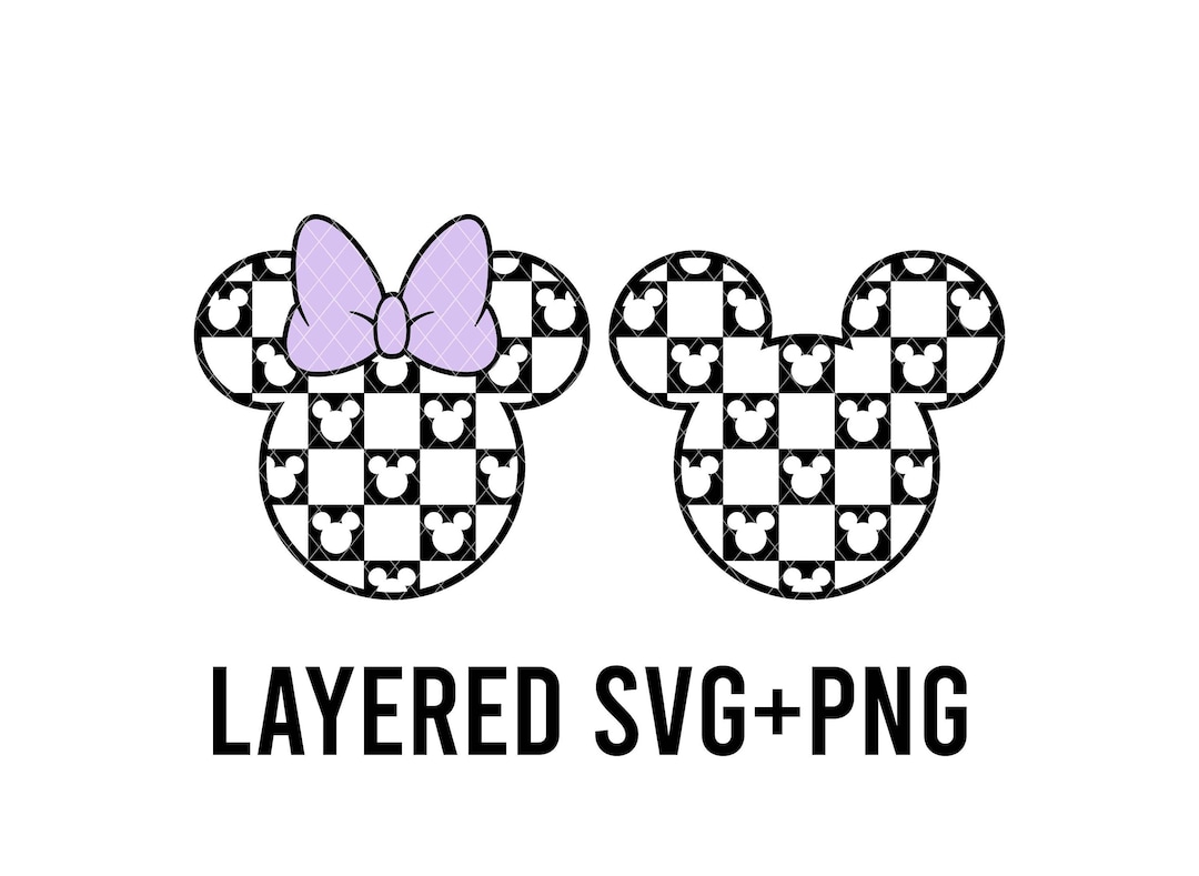 Checkered Retro Mouse Head SVG + PNG - Etsy