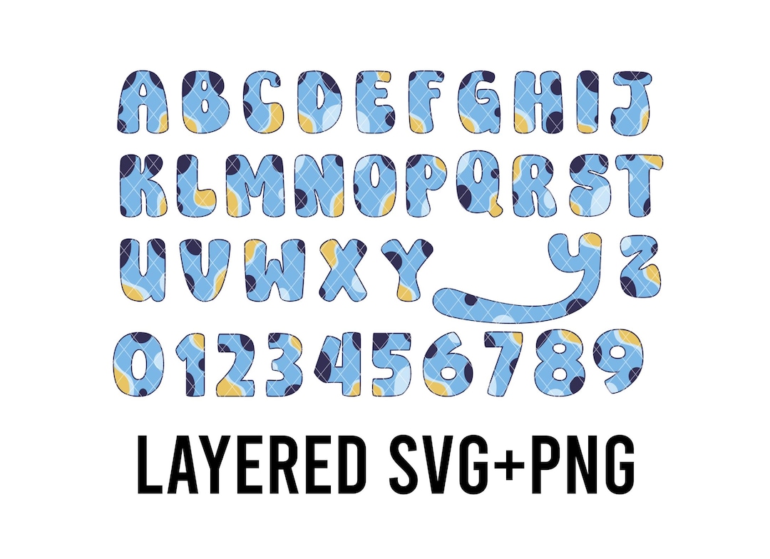 Blue Dog Alphabet + Numbers Layered SVG + PNG - Etsy