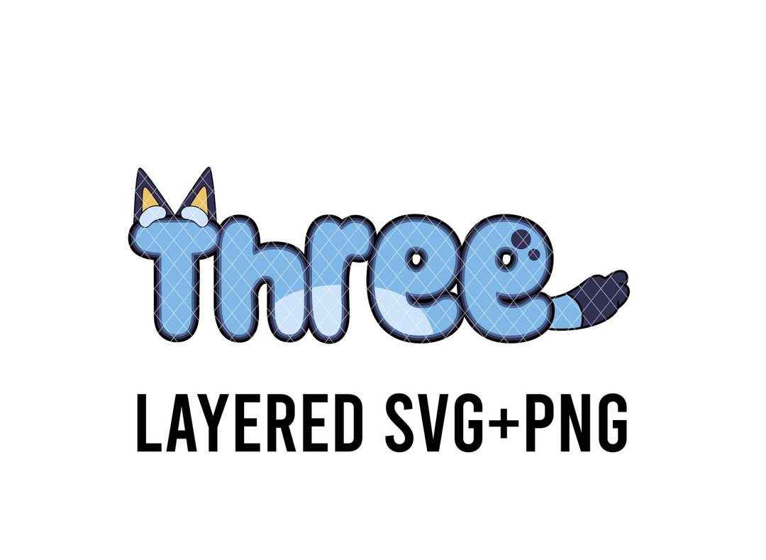 Blue Dog Birthday Three SVG Layered by Colour + PNG - Etsy