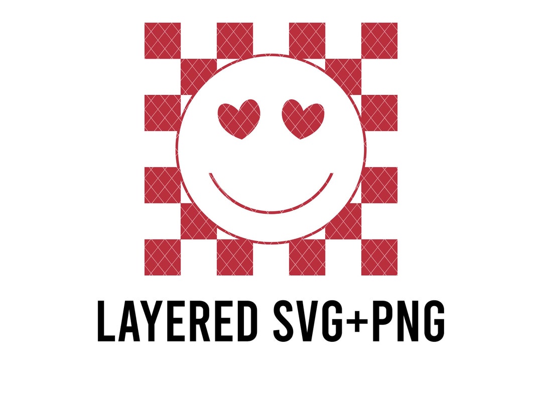 Valentines Heart Smile Face Layered SVG + PNG - Etsy