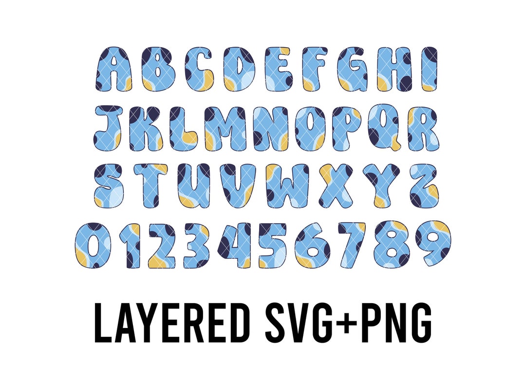 Bluey Alphabet Numbers Layered SVG PNG - Etsy