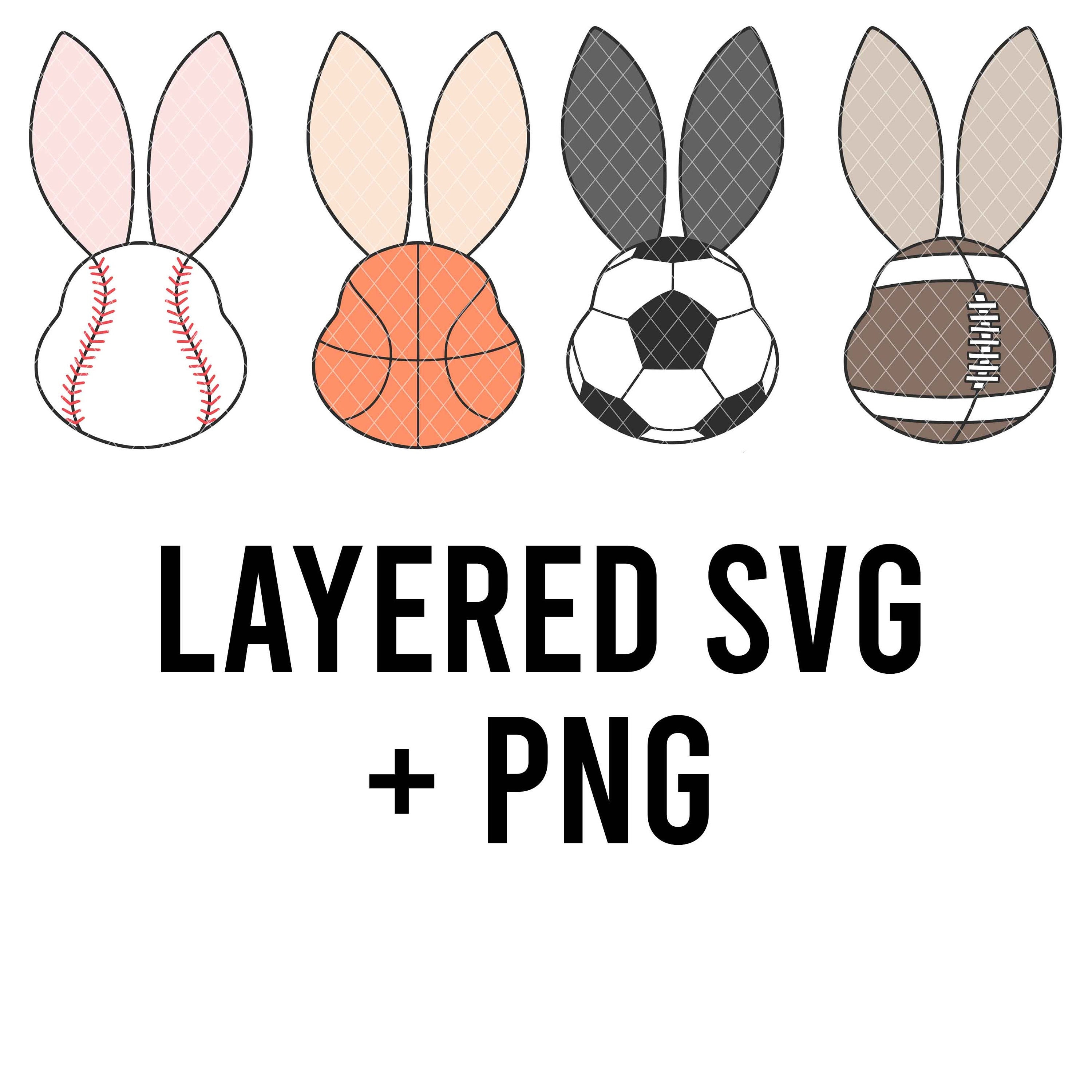 Sports Bunnies SVG Layered by Colour + PNG, Cricut Silhouette - Etsy
