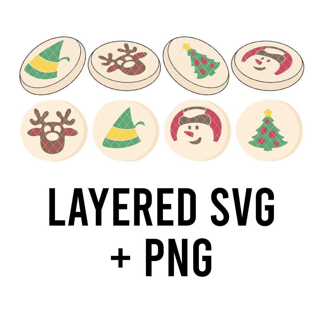 Christmas, Holiday Cookie PNG + SVG, Layered by Colour - Etsy