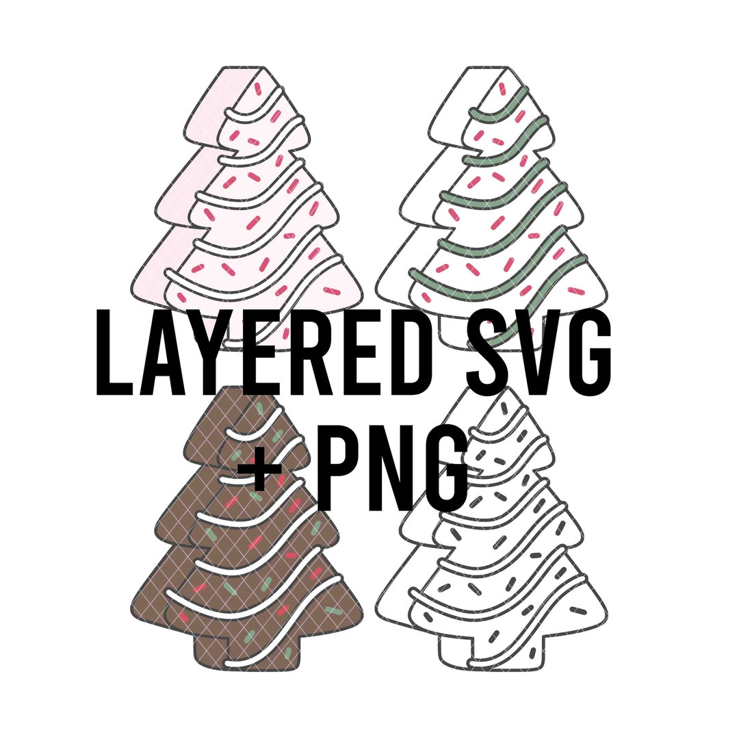 Christmas Tree Cake SVG Layered by Colour + PNG - Etsy