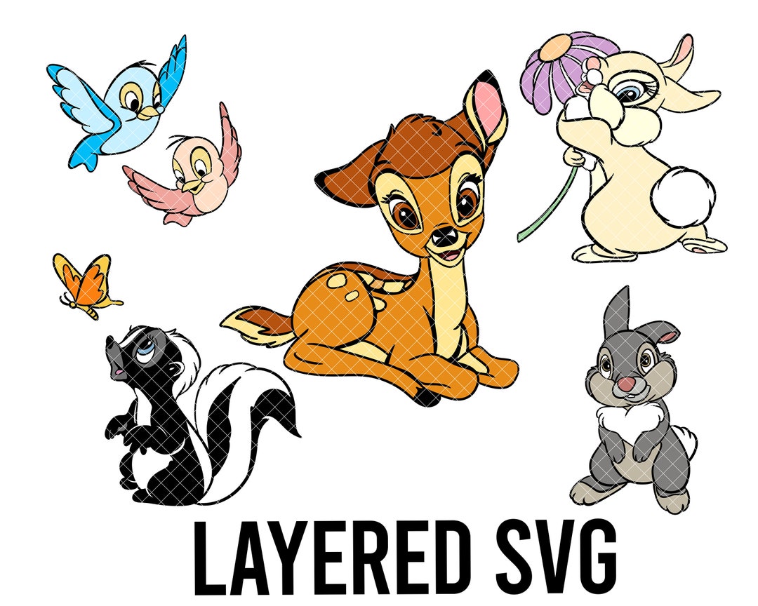 Bambi SVG Layered by Colour PNG - Etsy