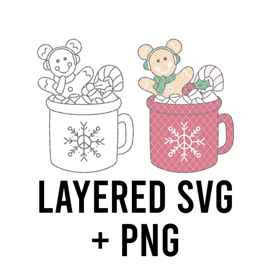 Mouse Gingerbread Mug SVG + PNG, Layered by Colour - Etsy