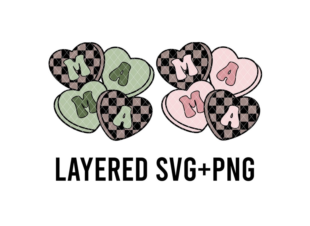 Mama Checker Hearts SVG Layered by Colour + PNG - Etsy