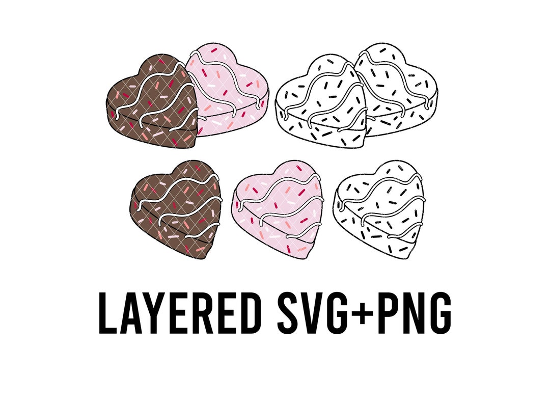 Valentine Heart Cakes SVG Layered by Colour + PNG - Etsy