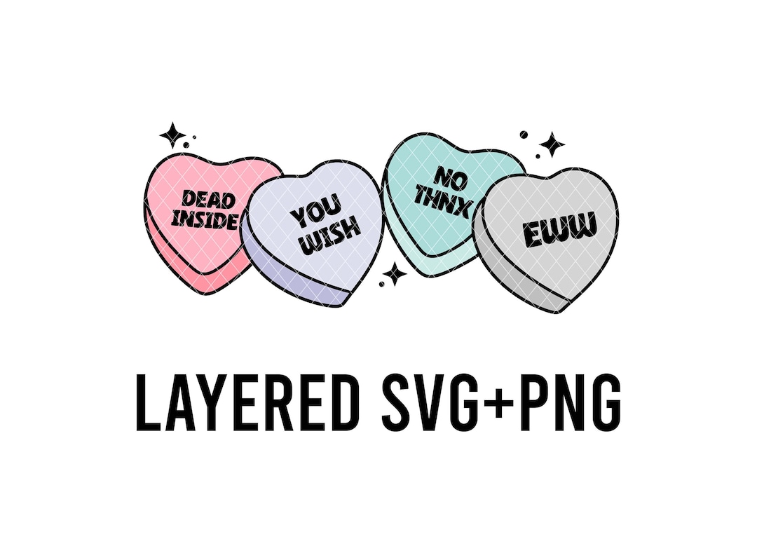 Valentine SVG, Pastel Goth Candy Hearts, Valentine Candy Hearts SVG ...