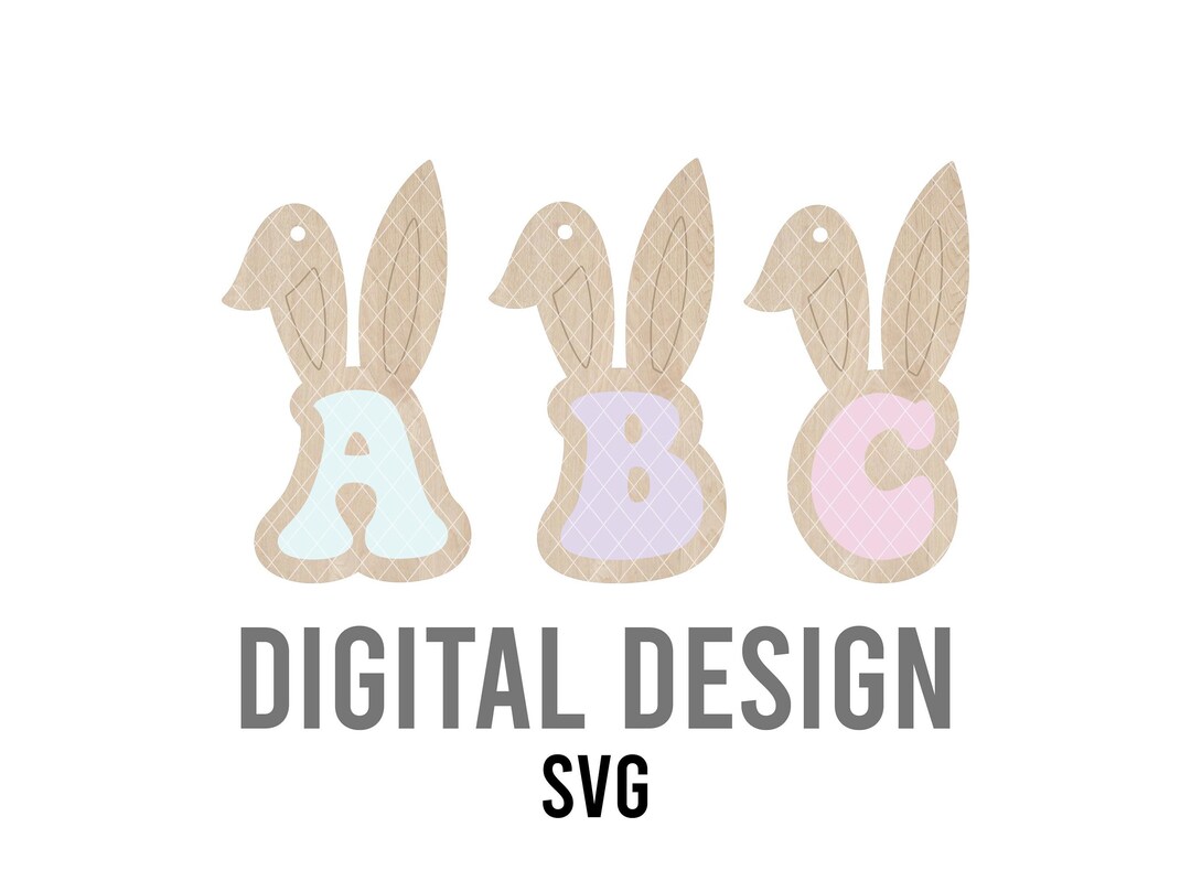 A-Z Easter Bunny Letter Tag SVG Glowforge, Lightburn, Cricut ...