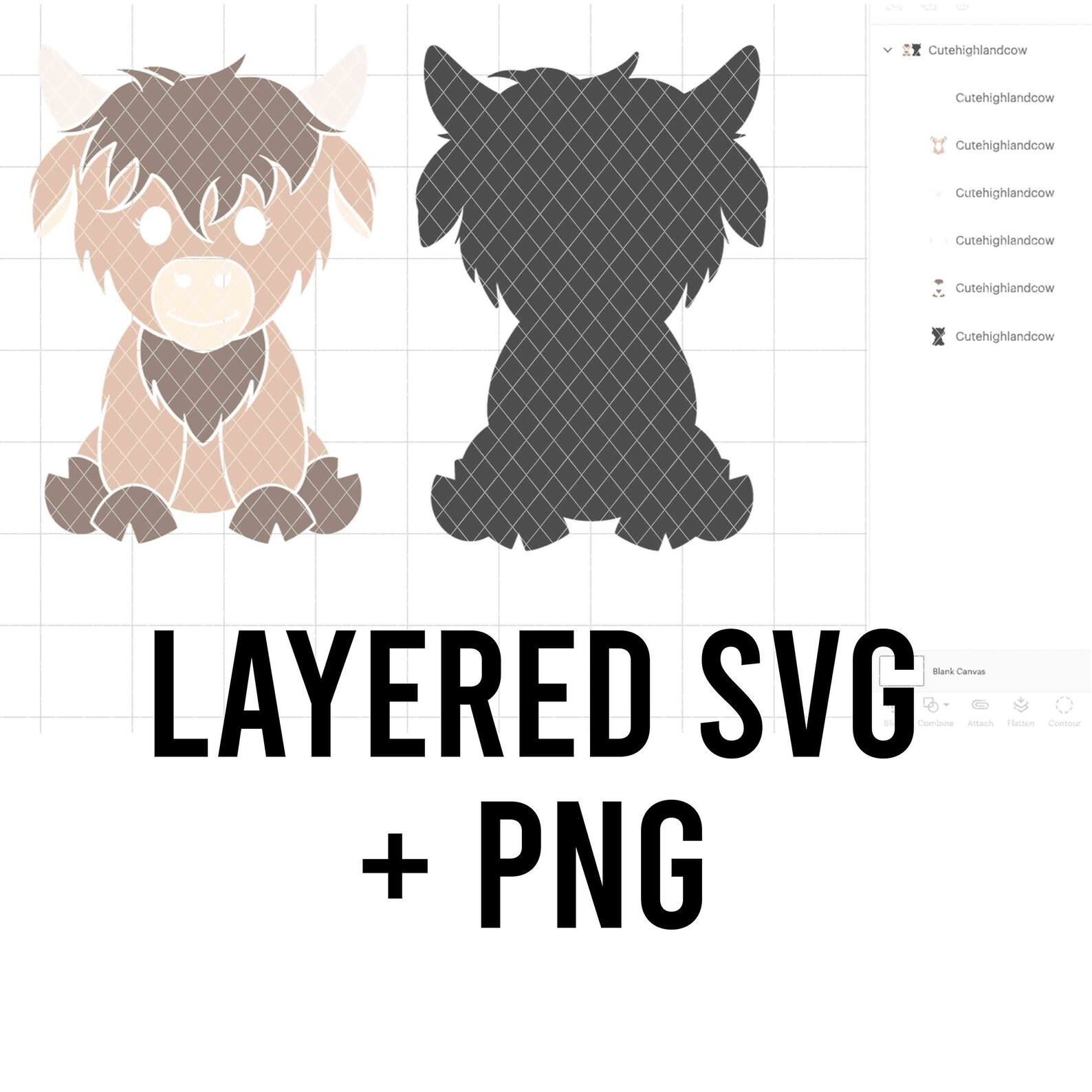 Cute Highland Cow Layered by Colour SVG PNG Highland Cow - Etsy Canada