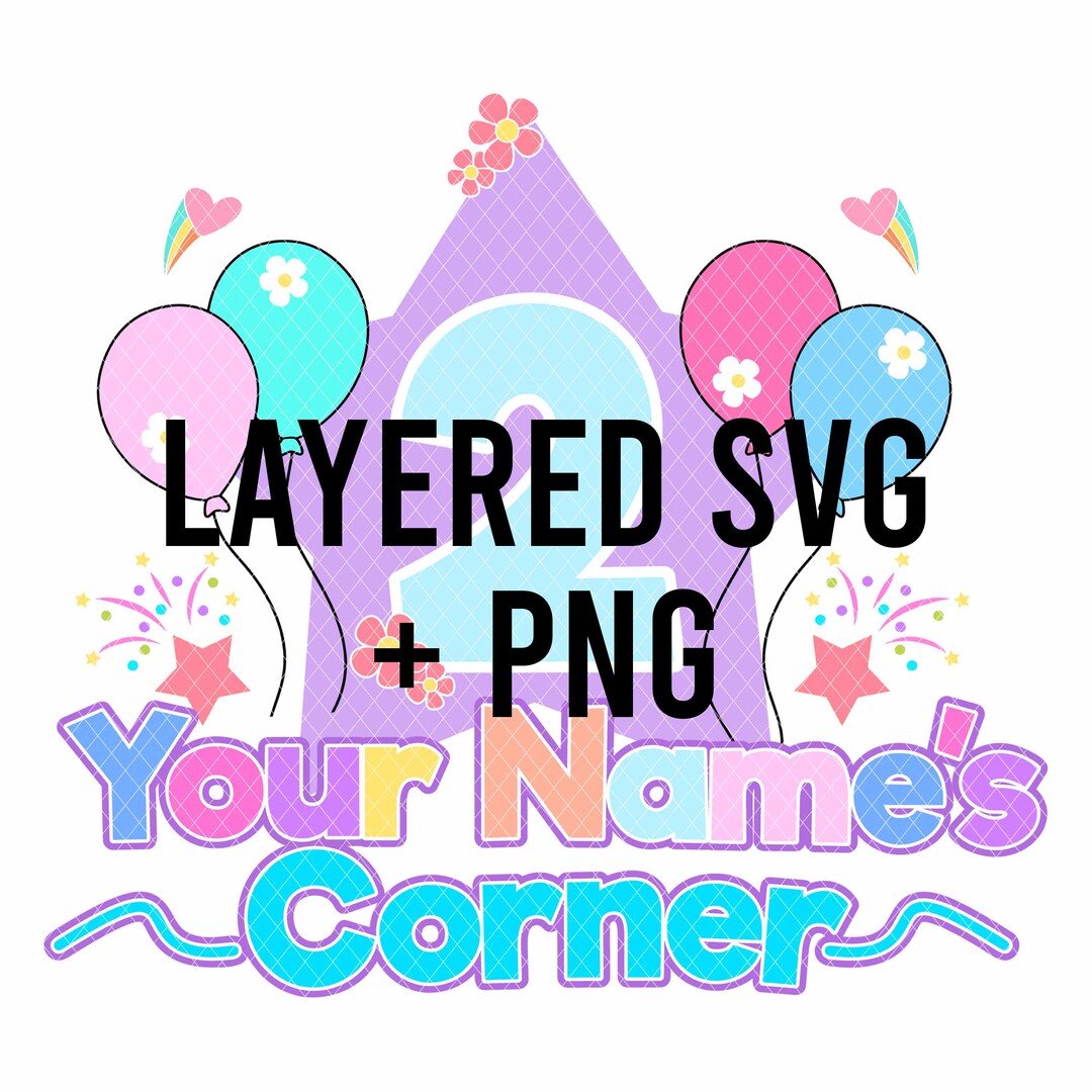 Custom Name's Corner SVG, Corner Birthday SVG Layered by Colour PNG - Etsy