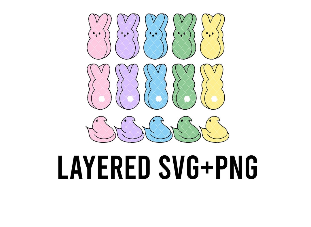Easter Bunny Peep Chick Marshmallow Layered by Colour SVG + PNG - Etsy