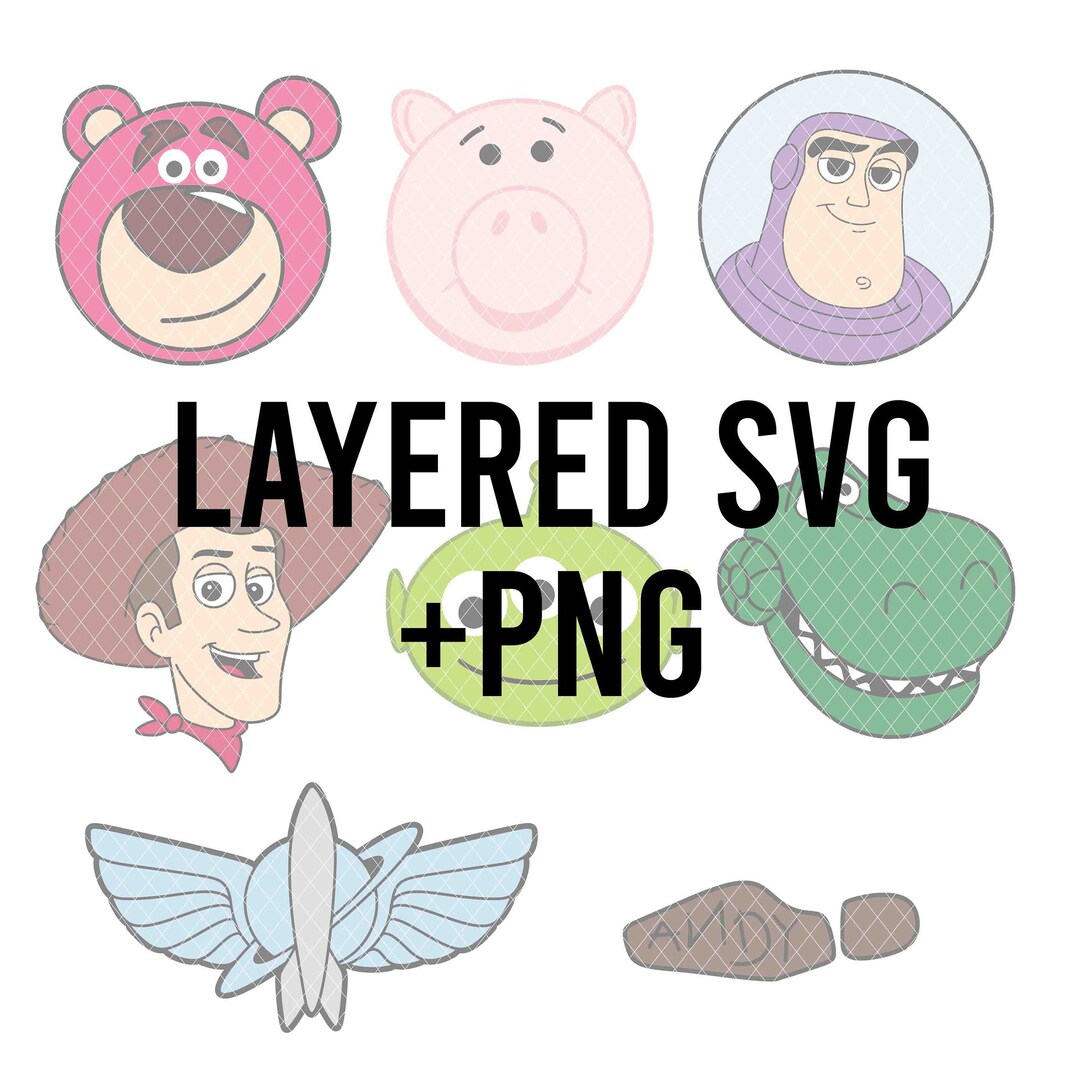 Toy Story Faces SVG PNG, Layered by Colour, Silhouette, Cricut - Etsy ...