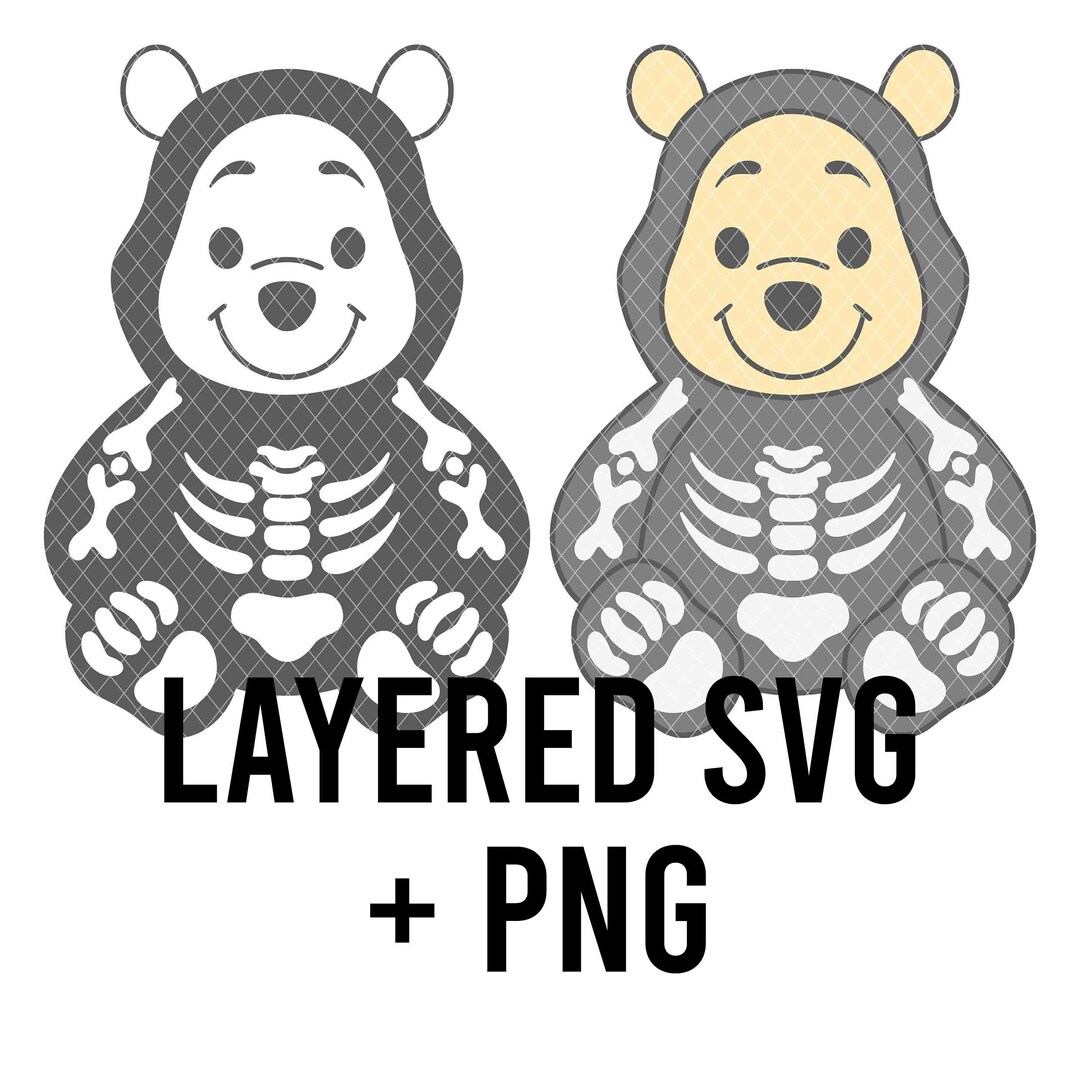 Pooh Skeleton Dressup Layered SVG + PNG Cricut & Silhouette - Etsy