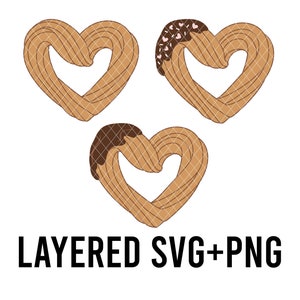 Cute Heart Churro, Chocolate Heart Churro Layered SVG + PNG - Etsy