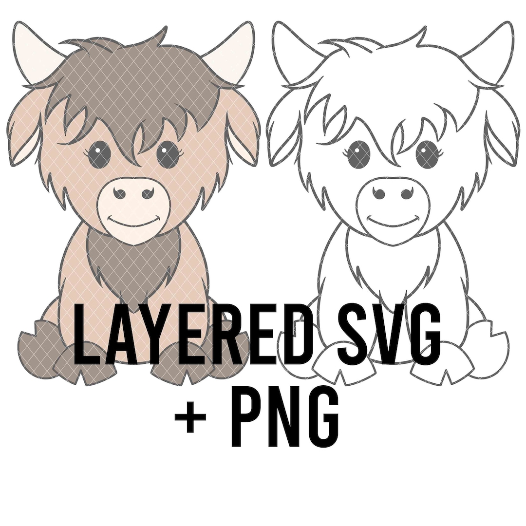 Cute Highland Cow Layered by Colour SVG PNG, Highland Cow SVG - Etsy