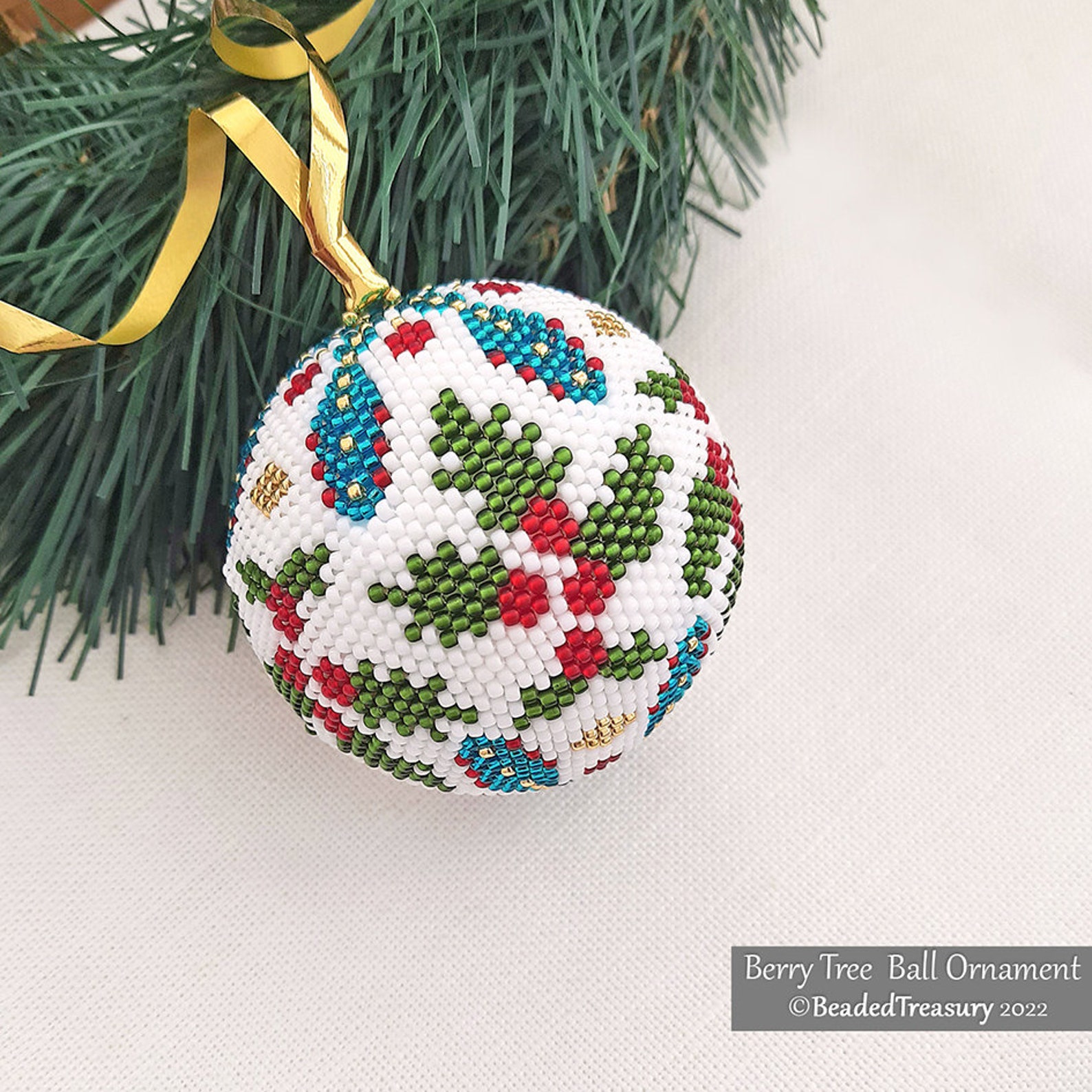 3D Peyote Ball Pattern BERRY TREE BALL Beaded Christmas - Etsy Canada