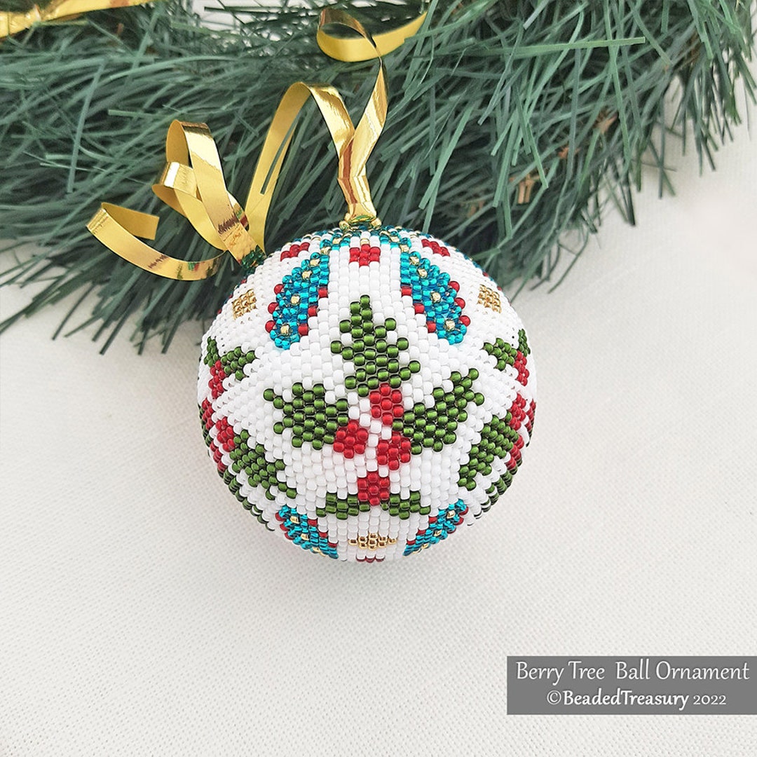 3D Peyote Ball Pattern - BERRY TREE BALL - Beaded Christmas Ornament ...