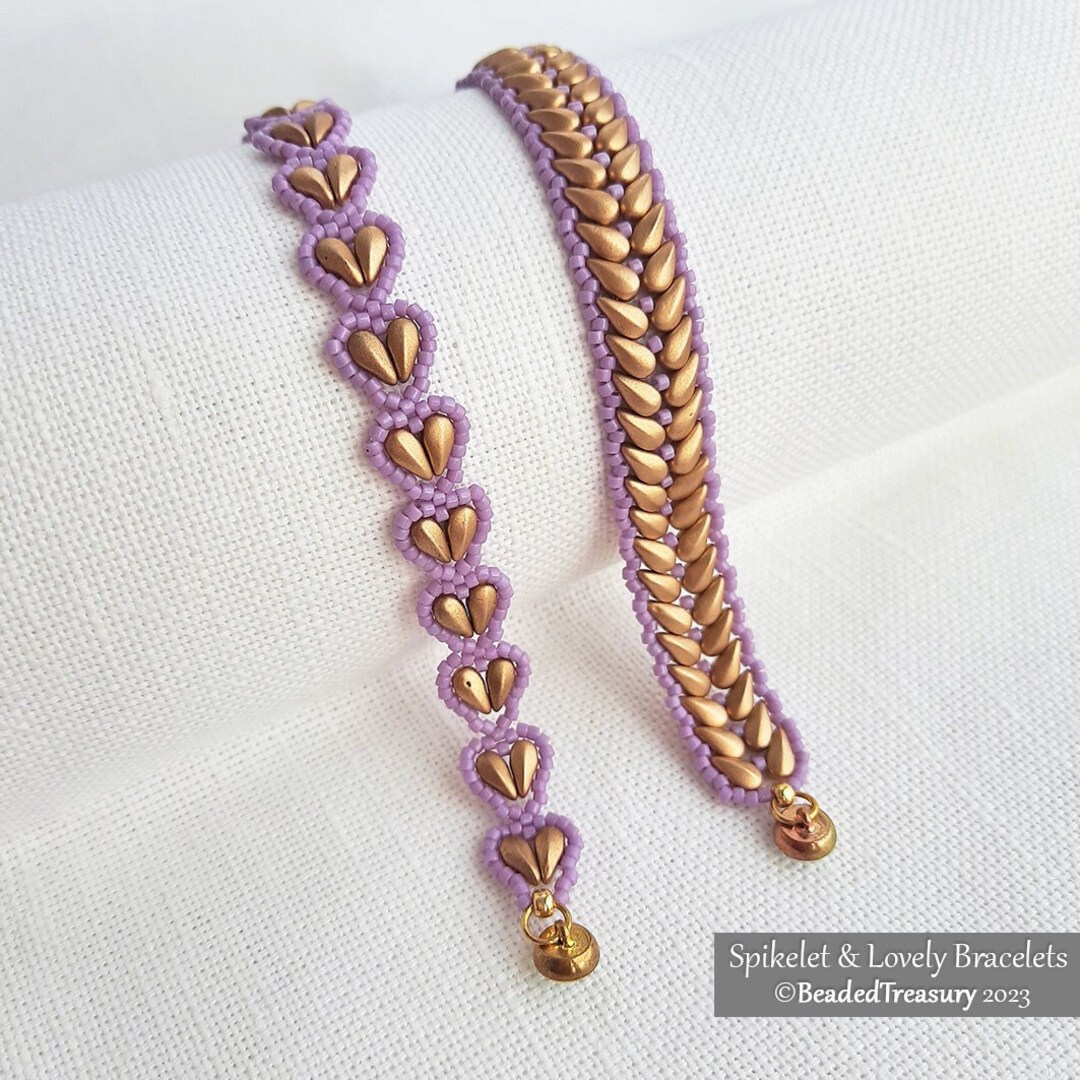 2 Beading Tutorials Pack - SPIKELET Bracelet and LOVELY Bracelet - With ...