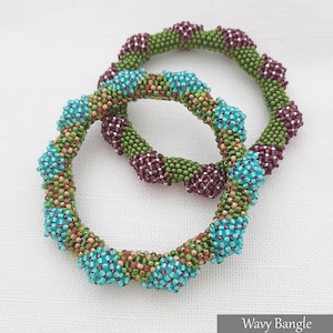 WAVY BANGLE Beading Tutorial Tubular Peyote and Netting - Etsy