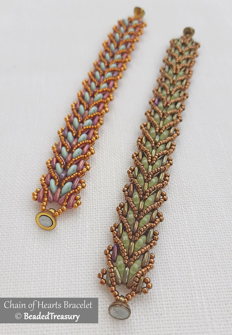 Beading Tutorial CHAIN OF HEARTS Bracelet Beading Pattern - Etsy