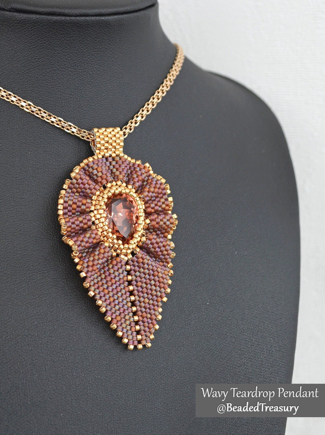 WAVY TEARDROP Pendant Beading Tutorial Peyote Bead Pattern - Etsy