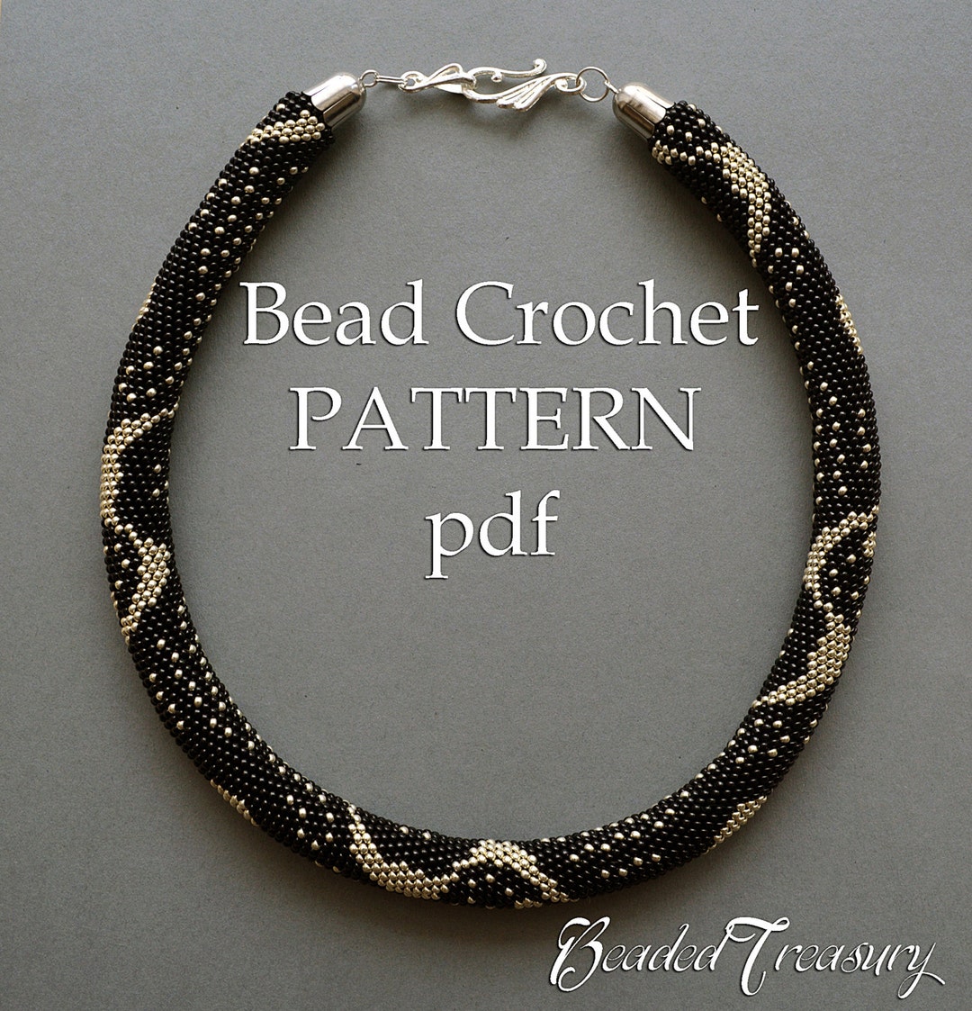 SILVER RAIN Bead Crochet Pattern Beaded Crochet Necklace Pattern With ...