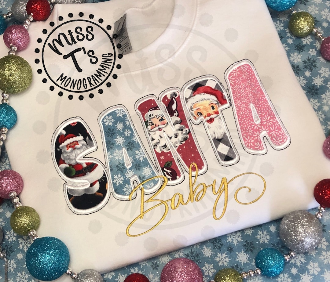 Santa Baby Appliqued Embroidered Sweatshirt, Womens Sweatshirt ...
