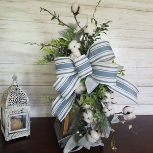 Lantern Swag, Cotton Boll Swag, Farmhouse Lantern Swag, Light Blue and ...