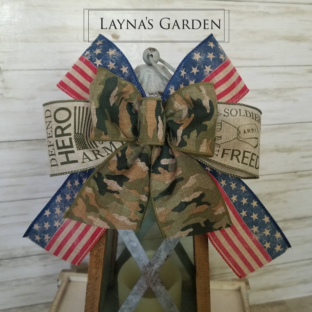 Army Forge Lantern Bow, Army Bow, Army Gift, the Forge, Usa Flag Bow ...