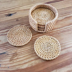 Woven Seagrass Coasters - Set of 6 - Rattan Decor - Wicker - Boho - Etsy