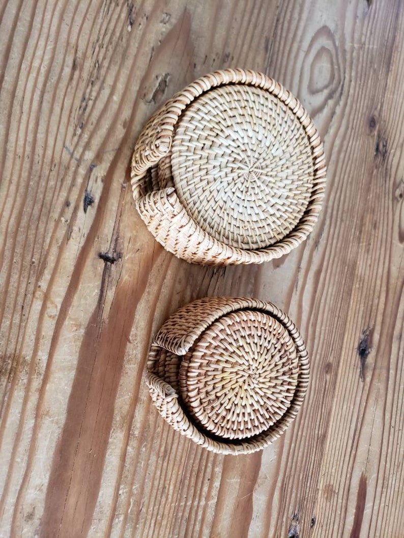 Woven Seagrass Coasters Set of 6 Rattan Decor Wicker - Etsy