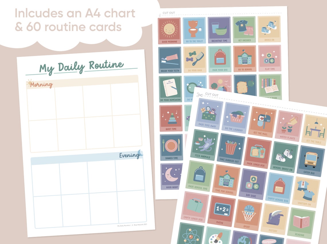 My Daily Routine Chart Printable PDF 60 Visual Routine - Etsy Australia