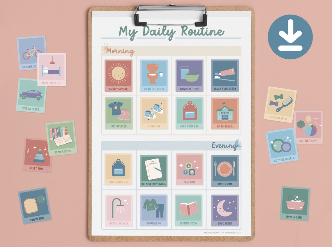My Daily Routine Chart Printable PDF 60 Visual Routine - Etsy Australia
