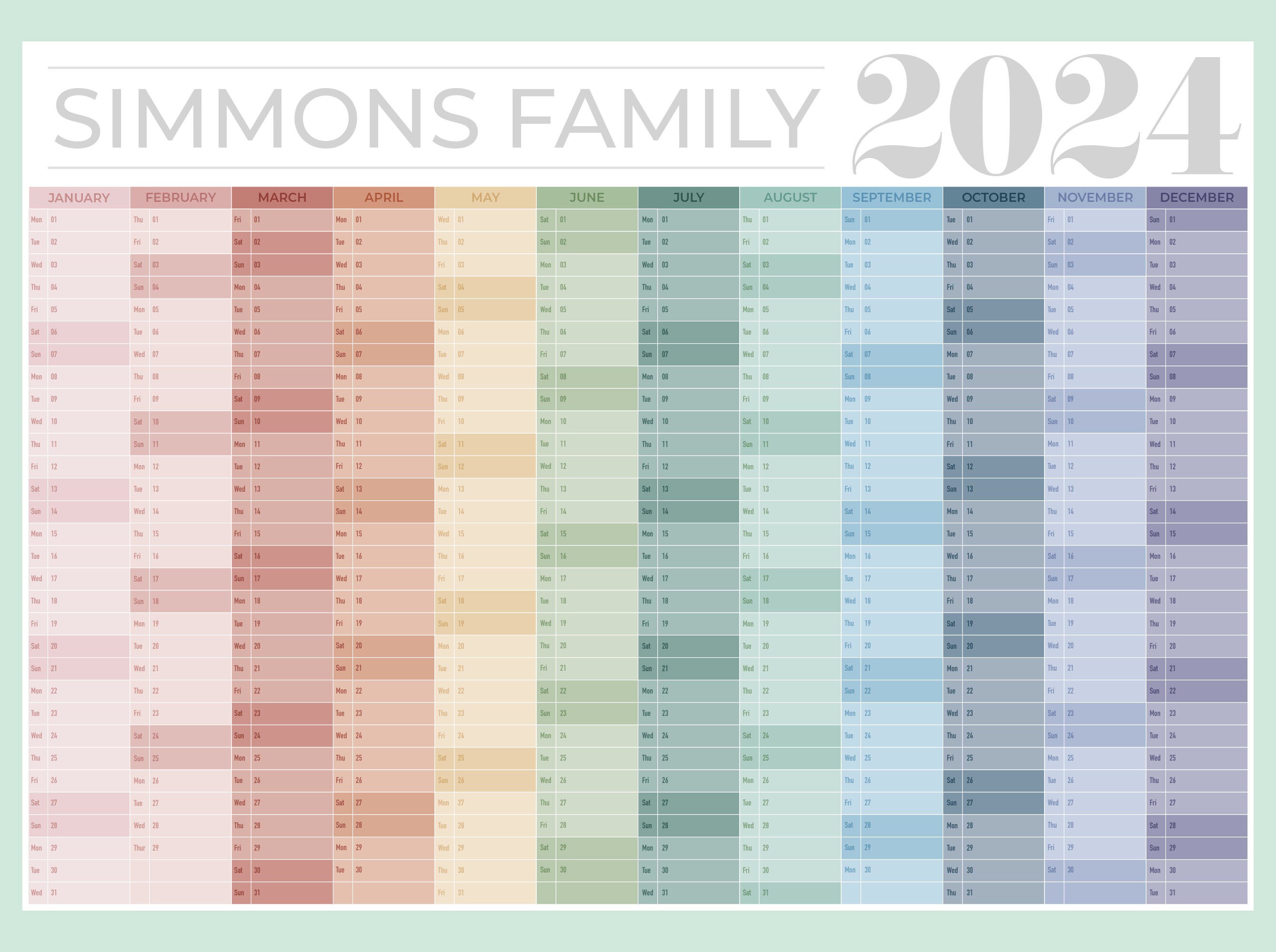 Editable 2024 Wall Planner Printable Wall Calendar Large Scale Wall ...