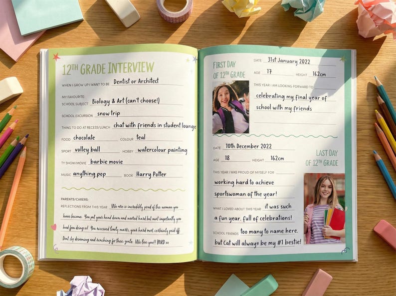 Personalized School Years Memory Book, Preschool to Graduation - Etsy