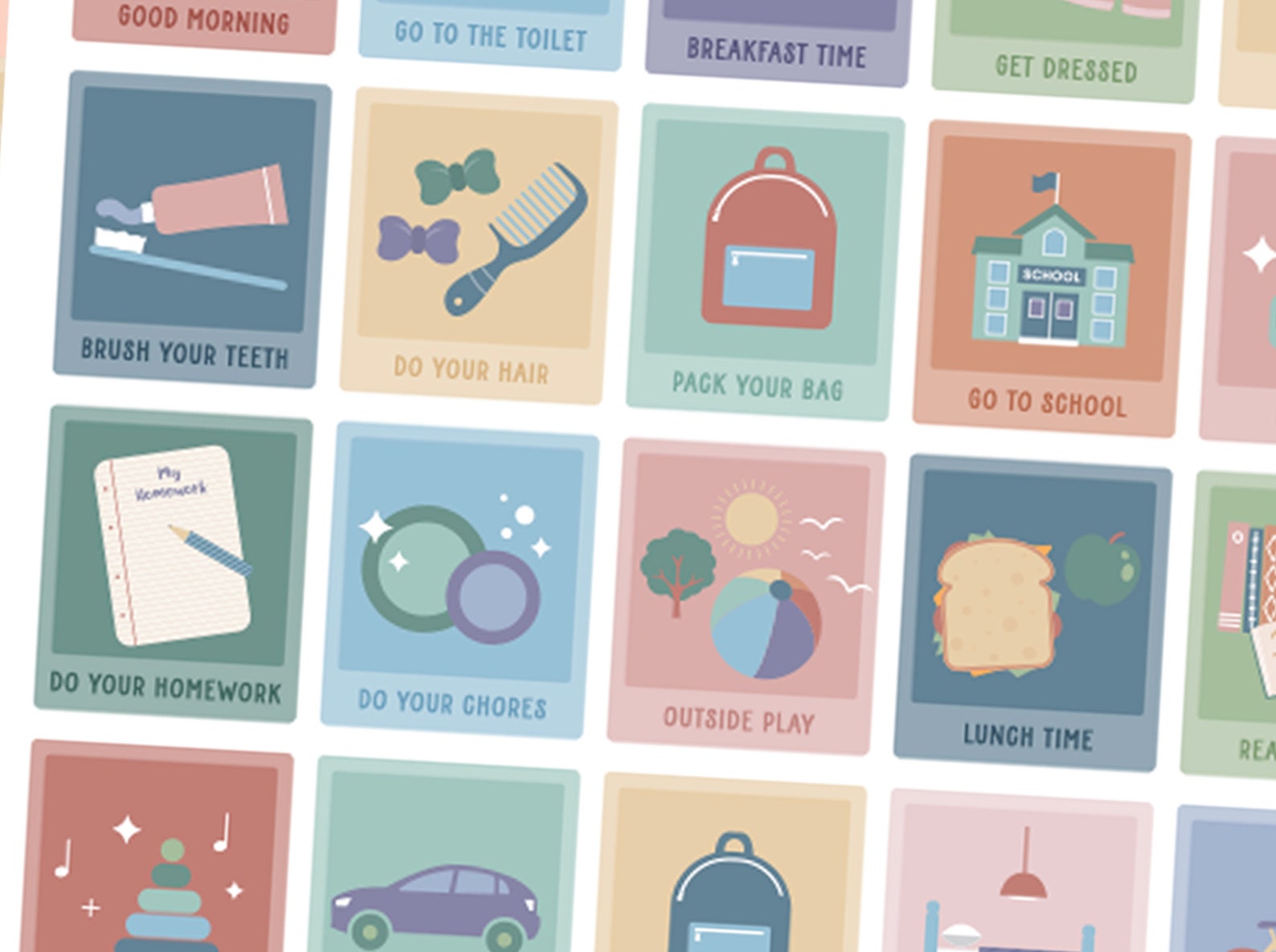 My Daily Routine Chart Printable PDF 60 Visual Routine | Etsy