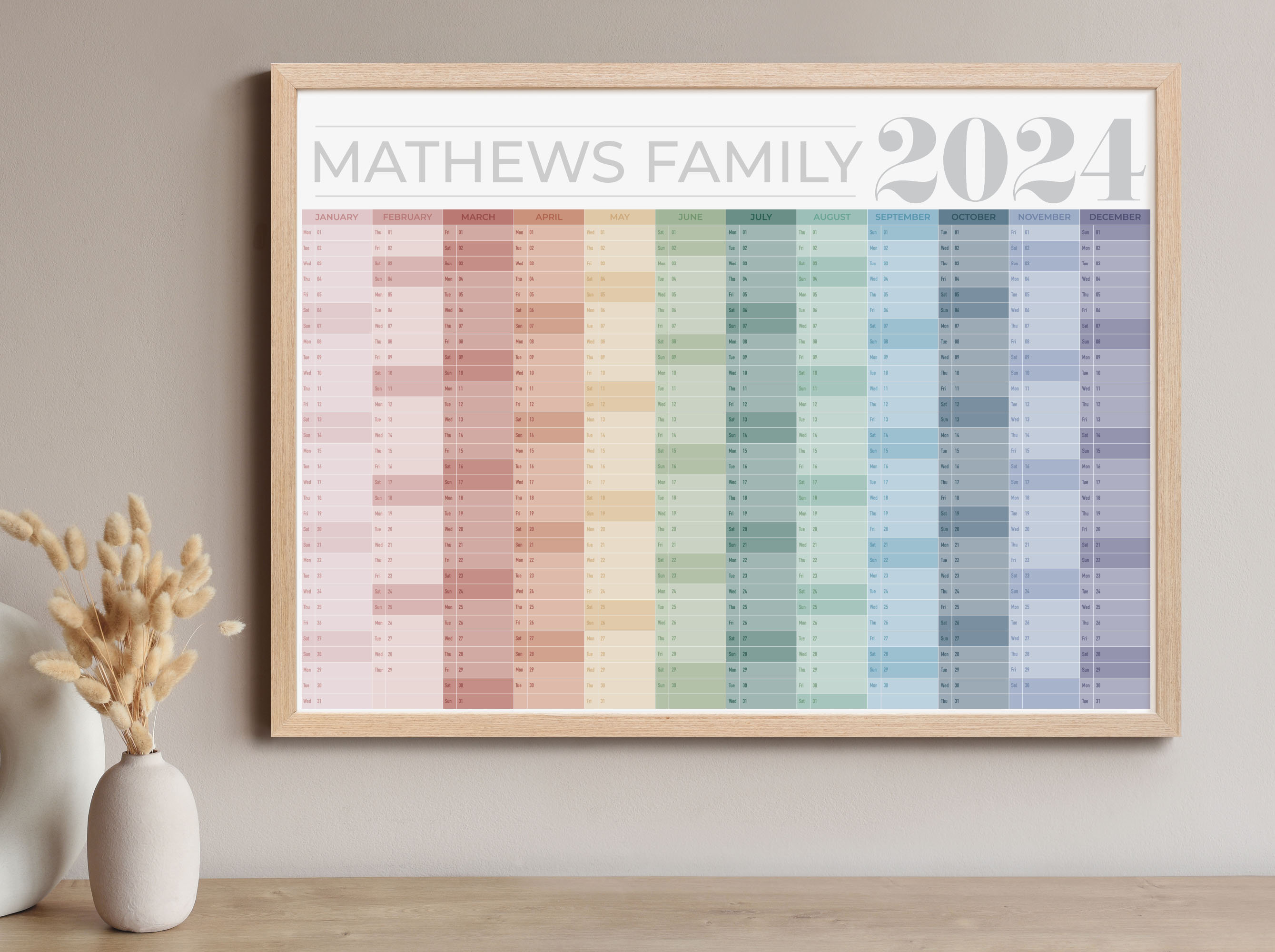 Editable 2024 Wall Planner Printable Wall Calendar Large Scale Wall Calendar Office Organisation ...